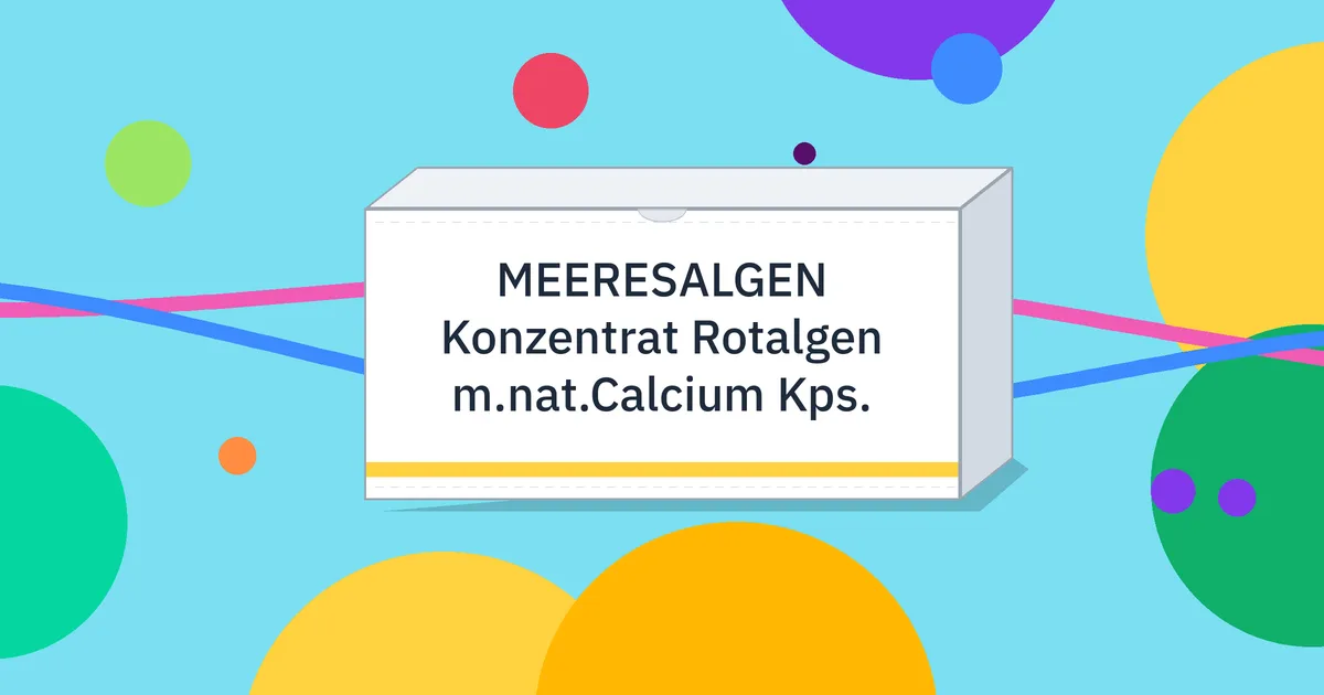 Symbolbild: Packung mit der Aufschrift MEERESALGEN Konzentrat Rotalgen m.nat.Calcium Kps. (PZN 01866032) – Verfügbarkeit und Bezug in Apotheken in Frankfurt am Main