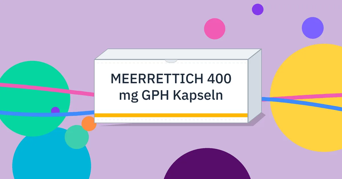 Symbolbild: Packung mit der Aufschrift MEERRETTICH 400 mg GPH Kapseln (PZN 00129538) – Verfügbarkeit und Bezug in Apotheken in Frankfurt am Main