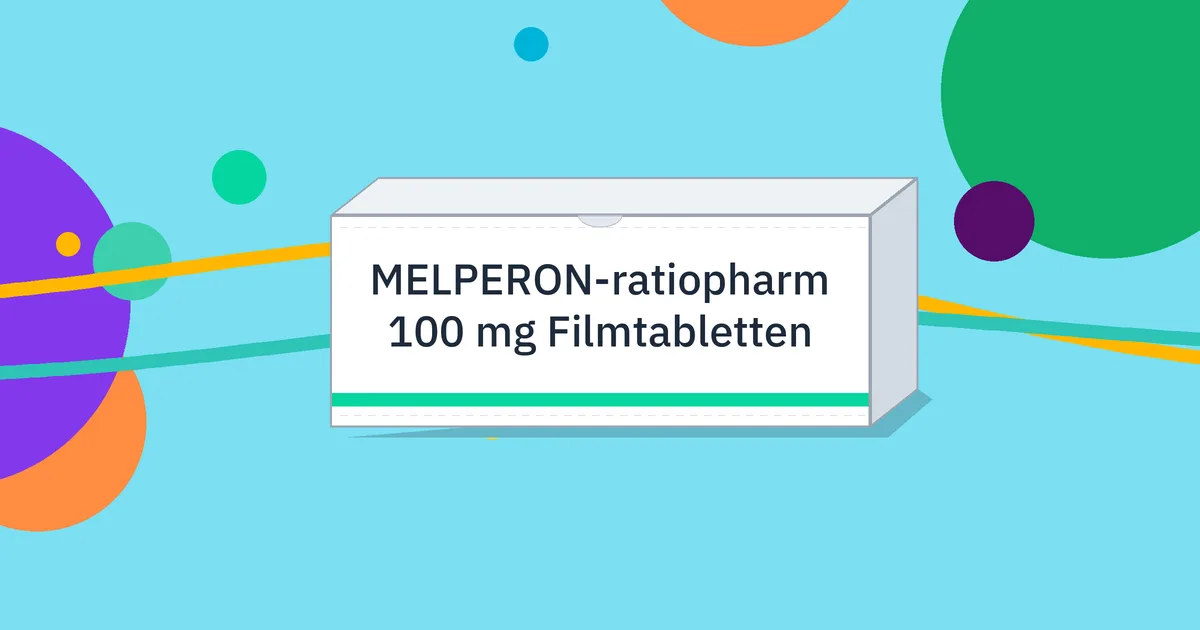 Symbolbild: Packung mit der Aufschrift MELPERON-ratiopharm 100 mg Filmtabletten (PZN 08916738) – Verfügbarkeit und Bezug in Apotheken in Frankfurt am Main
