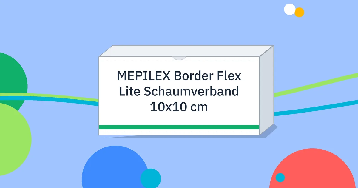 Symbolbild: Packung mit der Aufschrift MEPILEX Border Flex Lite Schaumverband 10x10 cm (PZN 18399965) – Verfügbarkeit und Bezug in Apotheken in Frankfurt am Main