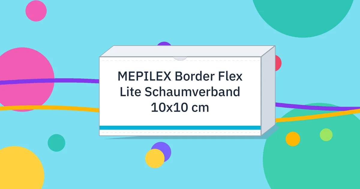 Symbolbild: Packung mit der Aufschrift MEPILEX Border Flex Lite Schaumverband 10x10 cm (PZN 18719312) – Verfügbarkeit und Bezug in Apotheken in Frankfurt am Main