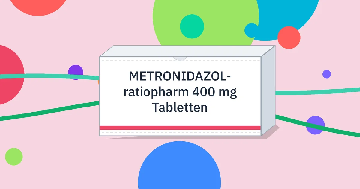 Symbolbild: Packung mit der Aufschrift METRONIDAZOL-ratiopharm 400 mg Tabletten (PZN 00046350) – Verfügbarkeit und Bezug in Apotheken in Frankfurt am Main