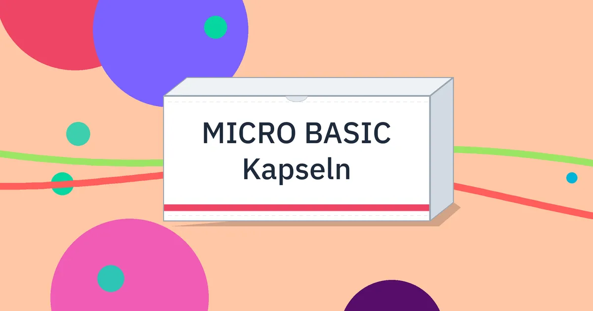 Symbolbild: Packung mit der Aufschrift MICRO BASIC Kapseln (PZN 04349337) – Verfügbarkeit und Bezug in Apotheken in Frankfurt am Main