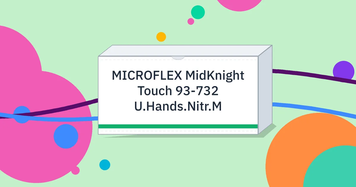Symbolbild: Packung mit der Aufschrift MICROFLEX MidKnight Touch 93-732 U.Hands.Nitr.M (PZN 18388683) – Verfügbarkeit und Bezug in Apotheken in Frankfurt am Main
