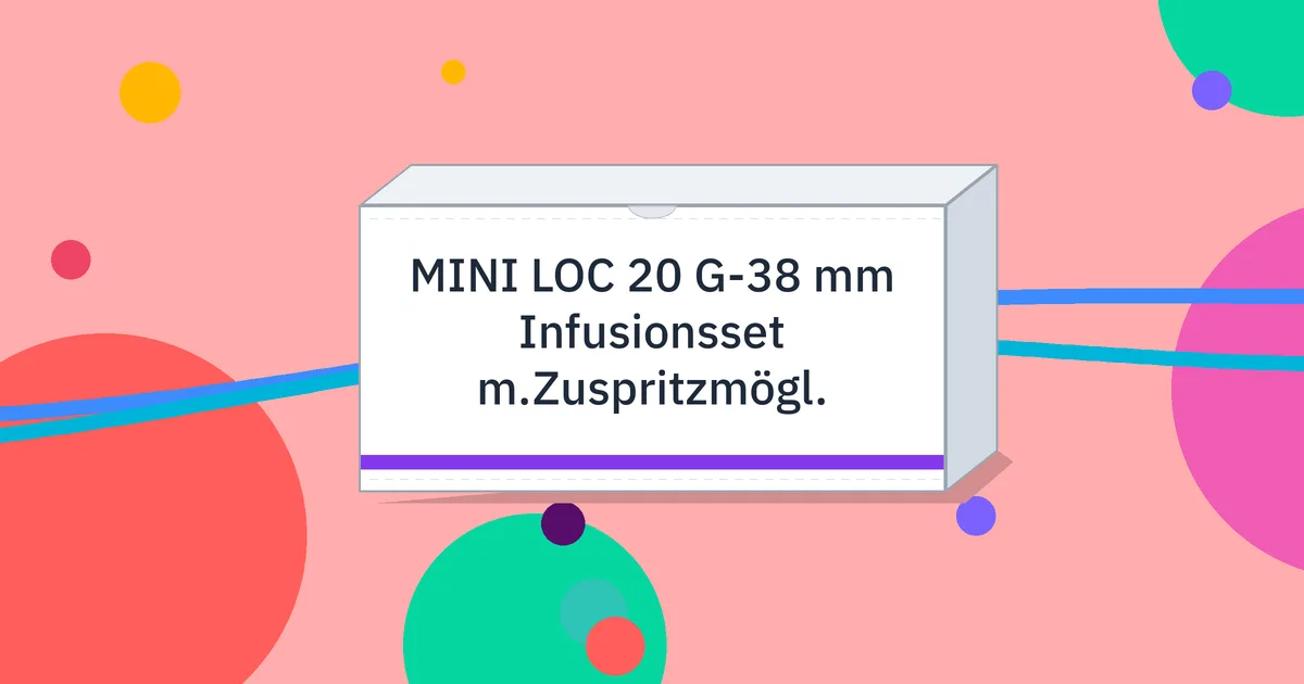 Symbolbild: Packung mit der Aufschrift MINI LOC 20 G-38 mm Infusionsset m.Zuspritzmögl. (PZN 18039310) – Verfügbarkeit und Bezug in Apotheken in Frankfurt am Main