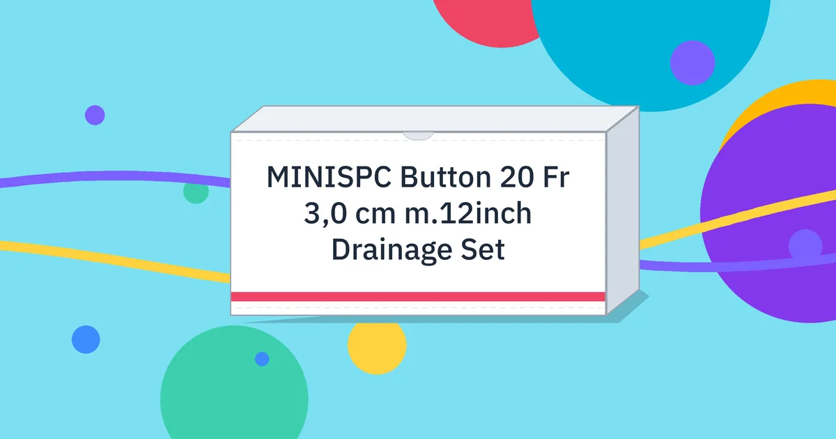 Symbolbild: Packung mit der Aufschrift MINISPC Button 20 Fr 3,0 cm m.12inch Drainage Set (PZN 20821242) – Verfügbarkeit und Bezug in Apotheken in Frankfurt am Main