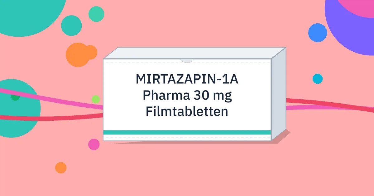 Symbolbild: Packung mit der Aufschrift MIRTAZAPIN-1A Pharma 30 mg Filmtabletten (PZN 00250671) – Verfügbarkeit und Bezug in Apotheken in Frankfurt am Main