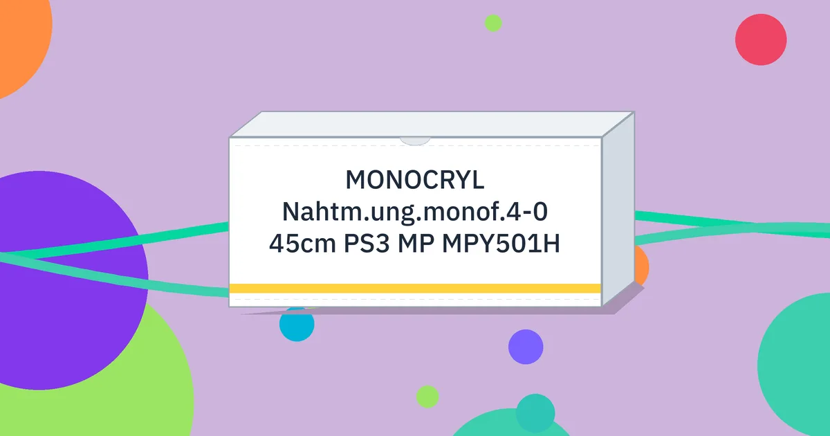 Symbolbild: Packung mit der Aufschrift MONOCRYL Nahtm.ung.monof.4-0 45cm PS3 MP MPY501H (PZN 16786669) – Verfügbarkeit und Bezug in Apotheken in Frankfurt am Main
