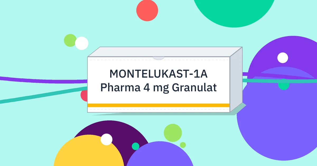 Symbolbild: Packung mit der Aufschrift MONTELUKAST-1A Pharma 4 mg Granulat (PZN 09731863) – Verfügbarkeit und Bezug in Apotheken in Frankfurt am Main