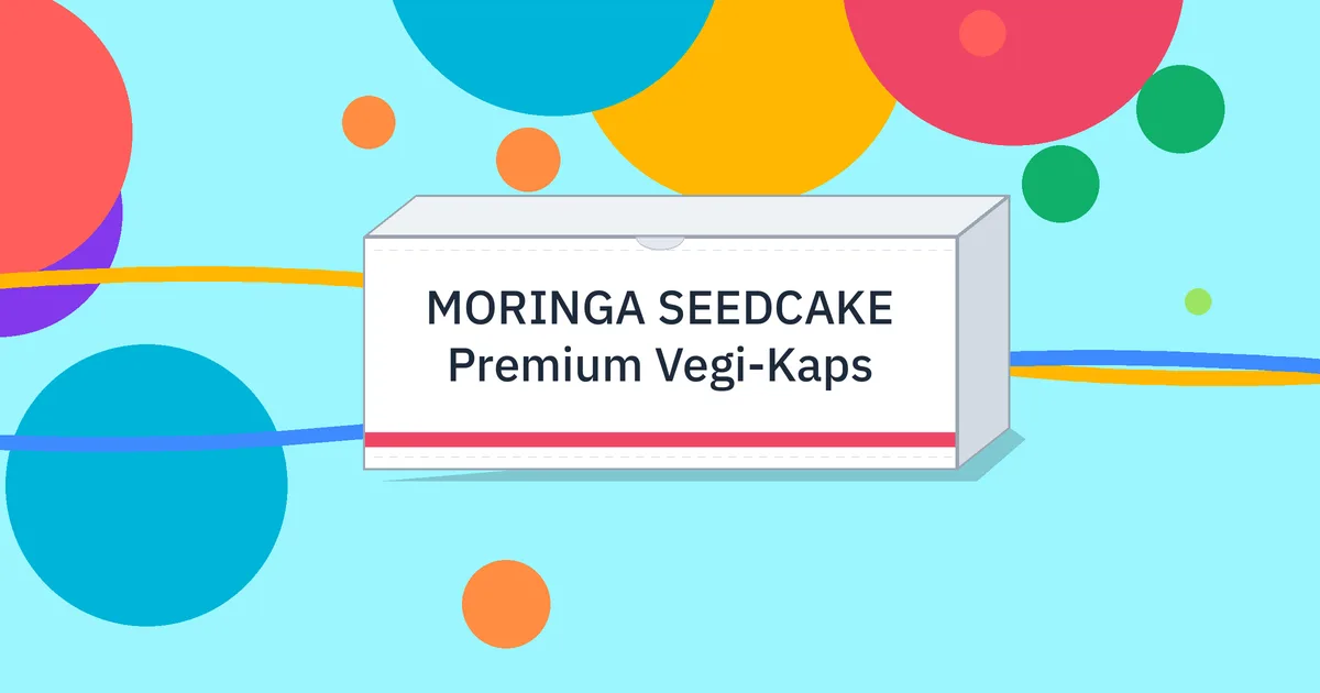 Symbolbild: Packung mit der Aufschrift MORINGA SEEDCAKE Premium Vegi-Kaps (PZN 13981011) – Verfügbarkeit und Bezug in Apotheken in Frankfurt am Main
