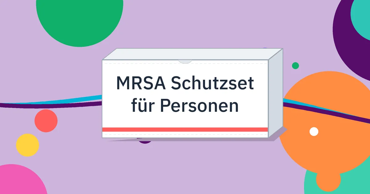 Symbolbild: Packung mit der Aufschrift MRSA Schutzset für Personen (PZN 14373785) – Verfügbarkeit und Bezug in Apotheken in Frankfurt am Main