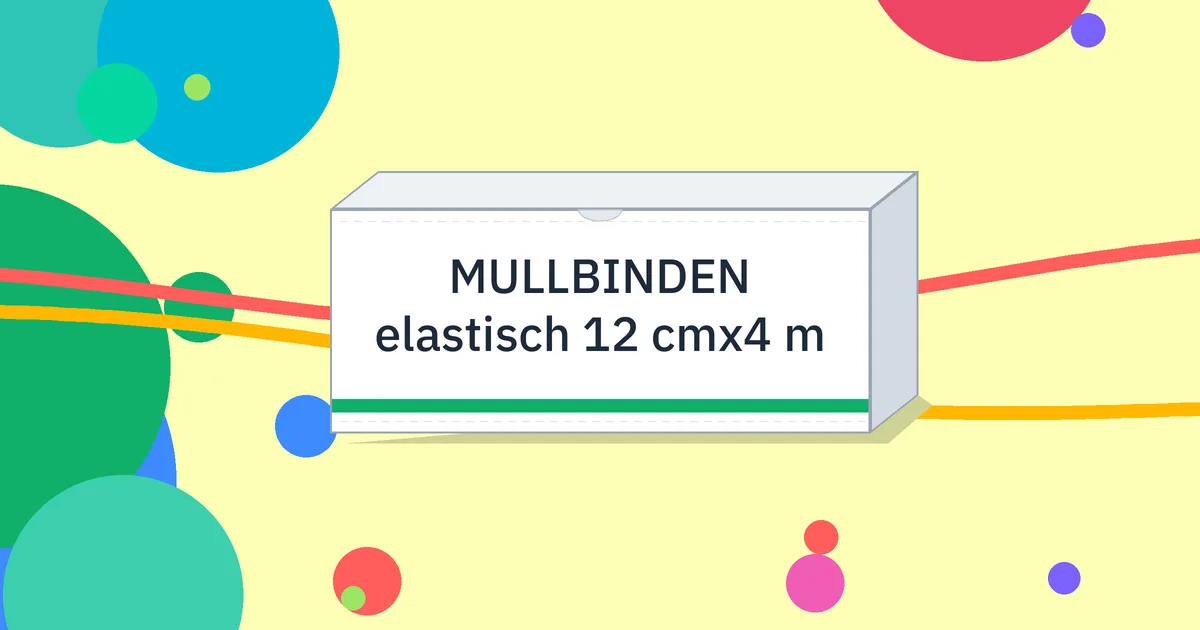 Symbolbild: Packung mit der Aufschrift MULLBINDEN elastisch 12 cmx4 m (PZN 13846448) – Verfügbarkeit und Bezug in Apotheken in Frankfurt am Main