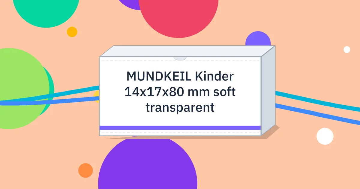 Symbolbild: Packung mit der Aufschrift MUNDKEIL Kinder 14x17x80 mm soft transparent (PZN 01337658) – Verfügbarkeit und Bezug in Apotheken in Frankfurt am Main
