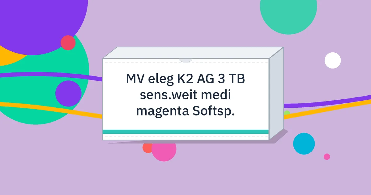 Symbolbild: Packung mit der Aufschrift MV eleg K2 AG 3 TB sens.weit medi magenta Softsp. (PZN 14641524) – Verfügbarkeit und Bezug in Apotheken in Frankfurt am Main