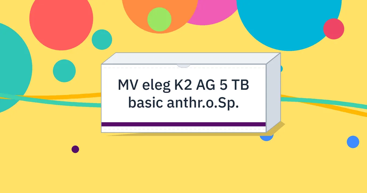 Symbolbild: Packung mit der Aufschrift MV eleg K2 AG 5 TB basic anthr.o.Sp. (PZN 00210418) – Verfügbarkeit und Bezug in Apotheken in Frankfurt am Main