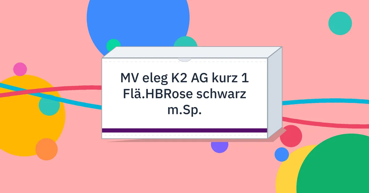 Symbolbild: Packung mit der Aufschrift MV eleg K2 AG kurz 1 Flä.HBRose schwarz m.Sp. (PZN 15705172) – Verfügbarkeit und Bezug in Apotheken in Frankfurt am Main