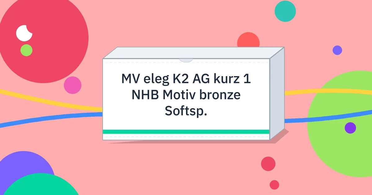 Symbolbild: Packung mit der Aufschrift MV eleg K2 AG kurz 1 NHB Motiv bronze Softsp. (PZN 15708294) – Verfügbarkeit und Bezug in Apotheken in Frankfurt am Main