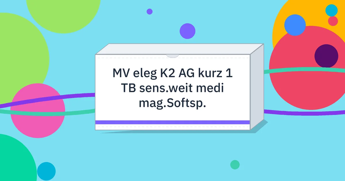 Symbolbild: Packung mit der Aufschrift MV eleg K2 AG kurz 1 TB sens.weit medi mag.Softsp. (PZN 14636983) – Verfügbarkeit und Bezug in Apotheken in Frankfurt am Main