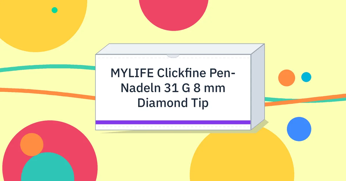 Symbolbild: Packung mit der Aufschrift MYLIFE Clickfine Pen-Nadeln 31 G 8 mm Diamond Tip (PZN 11870690) – Verfügbarkeit und Bezug in Apotheken in Frankfurt am Main