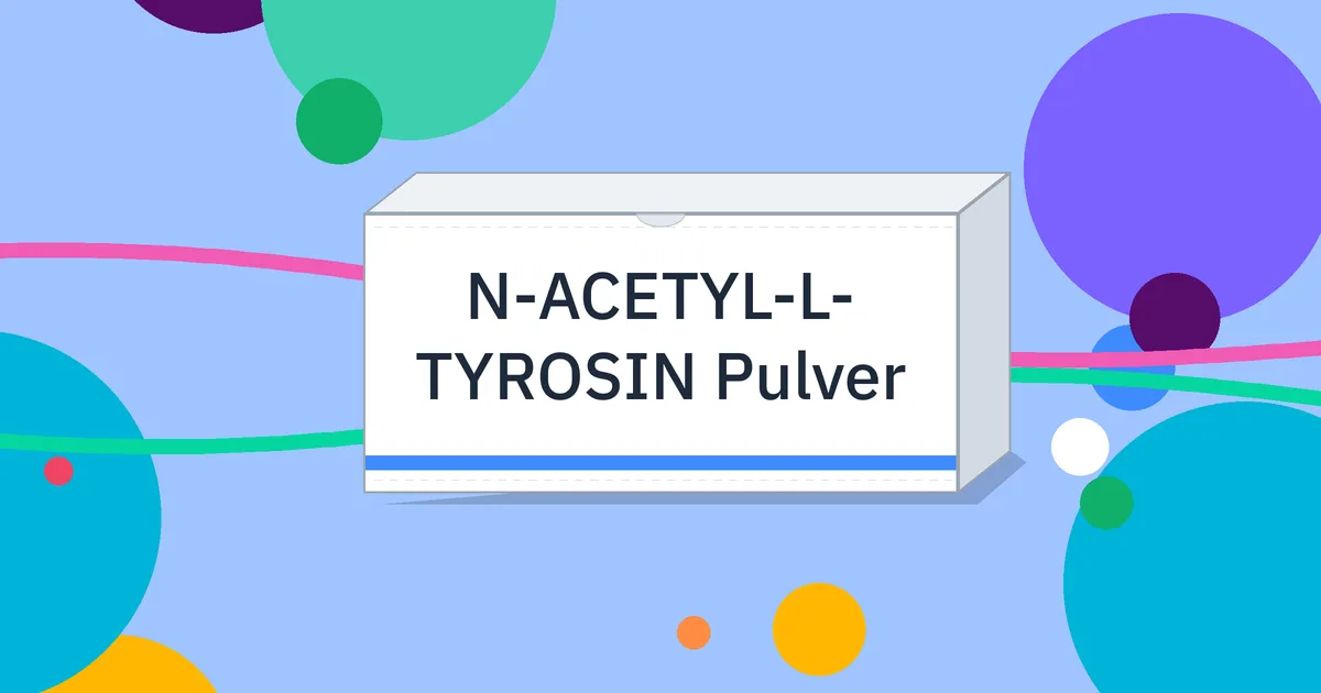 Symbolbild: Packung mit der Aufschrift N-ACETYL-L-TYROSIN Pulver (PZN 18880444) – Verfügbarkeit und Bezug in Apotheken in Frankfurt am Main
