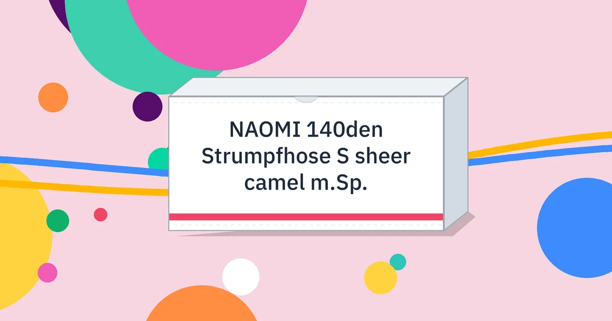 Symbolbild: Packung mit der Aufschrift NAOMI 140den Strumpfhose S sheer camel m.Sp. (PZN 16178119) – Verfügbarkeit und Bezug in Apotheken in Frankfurt am Main
