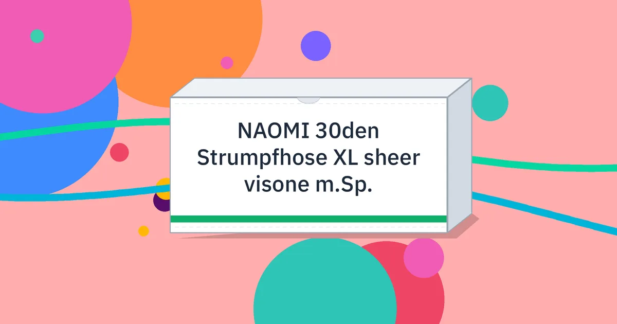 Symbolbild: Packung mit der Aufschrift NAOMI 30den Strumpfhose XL sheer visone m.Sp. (PZN 16178881) – Verfügbarkeit und Bezug in Apotheken in Frankfurt am Main