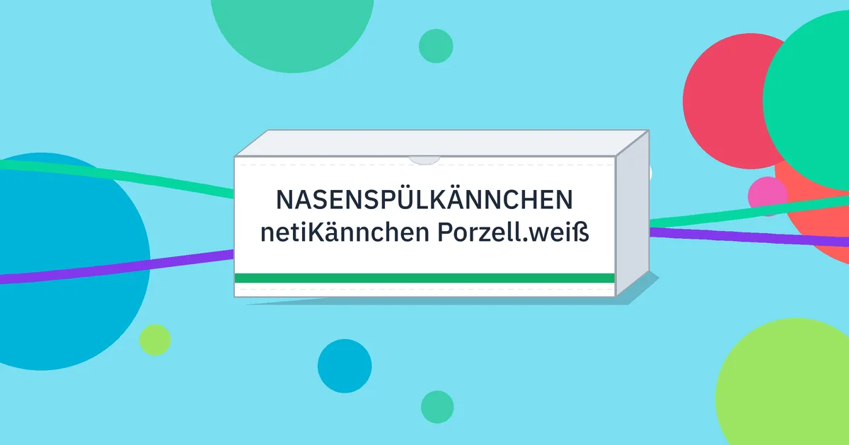 Symbolbild: Packung mit der Aufschrift NASENSPÜLKÄNNCHEN netiKännchen Porzell.weiß (PZN 00006008) – Verfügbarkeit und Bezug in Apotheken in Frankfurt am Main