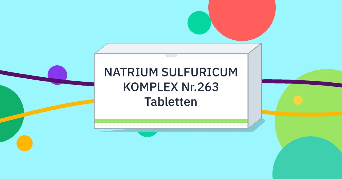 Symbolbild: Packung mit der Aufschrift NATRIUM SULFURICUM KOMPLEX Nr.263 Tabletten (PZN 01013157) – Verfügbarkeit und Bezug in Apotheken in Frankfurt am Main