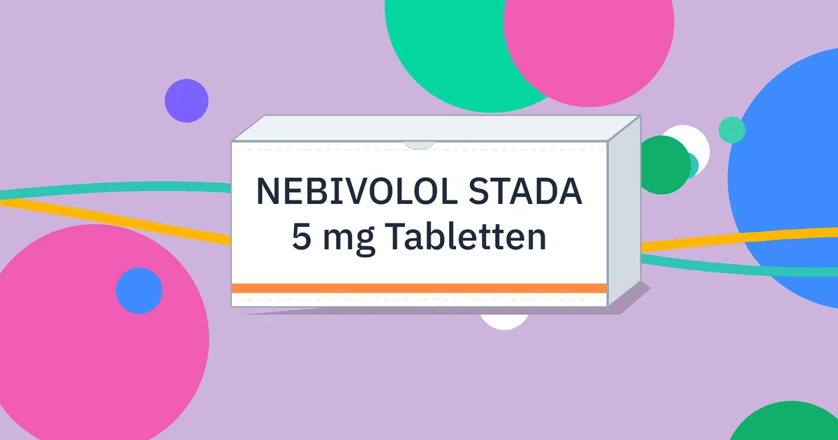 Symbolbild: Packung mit der Aufschrift NEBIVOLOL STADA 5 mg Tabletten (PZN 04958964) – Verfügbarkeit und Bezug in Apotheken in Frankfurt am Main