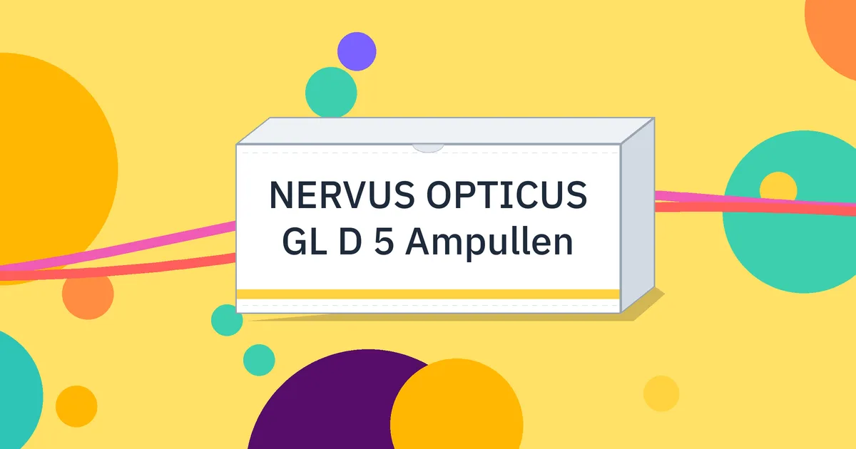 Symbolbild: Packung mit der Aufschrift NERVUS OPTICUS GL D 5 Ampullen (PZN 03355206) – Verfügbarkeit und Bezug in Apotheken in Frankfurt am Main