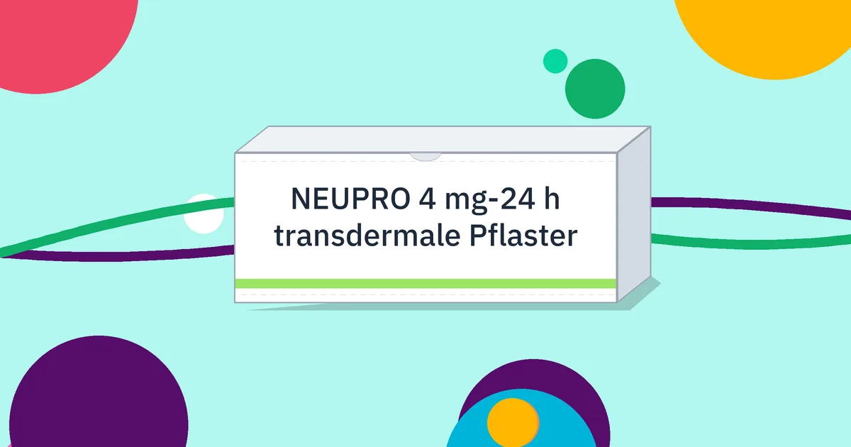 Symbolbild: Packung mit der Aufschrift NEUPRO 4 mg-24 h transdermale Pflaster (PZN 19228504) – Verfügbarkeit und Bezug in Apotheken in Frankfurt am Main