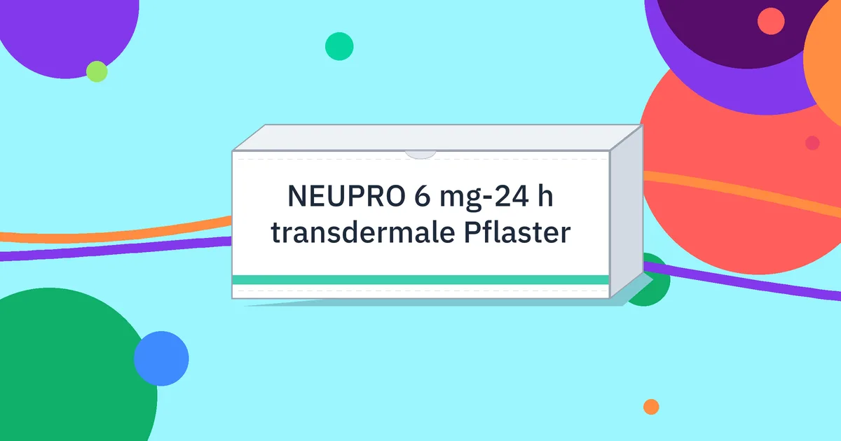 Symbolbild: Packung mit der Aufschrift NEUPRO 6 mg-24 h transdermale Pflaster (PZN 10217054) – Verfügbarkeit und Bezug in Apotheken in Frankfurt am Main