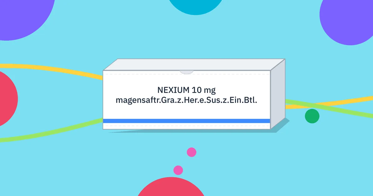 Symbolbild: Packung mit der Aufschrift NEXIUM 10 mg magensaftr.Gra.z.Her.e.Sus.z.Ein.Btl. (PZN 15193424) – Verfügbarkeit und Bezug in Apotheken in Frankfurt am Main