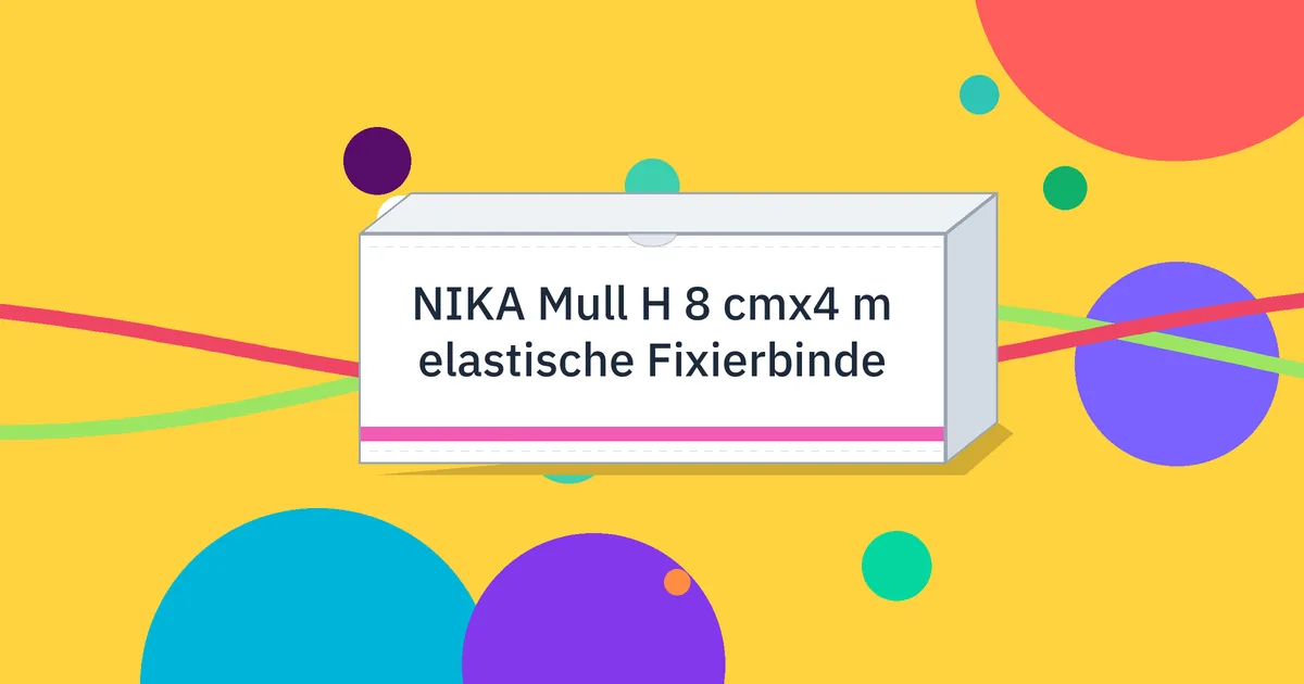 Symbolbild: Packung mit der Aufschrift NIKA Mull H 8 cmx4 m elastische Fixierbinde (PZN 18171989) – Verfügbarkeit und Bezug in Apotheken in Frankfurt am Main