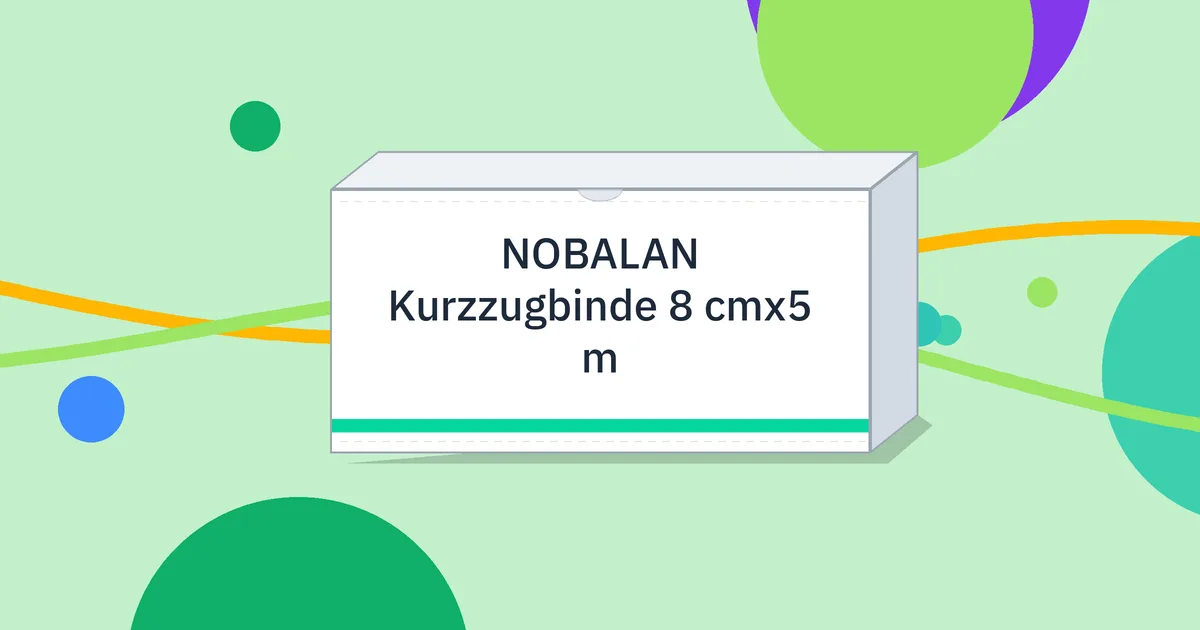 Symbolbild: Packung mit der Aufschrift NOBALAN Kurzzugbinde 8 cmx5 m (PZN 03770690) – Verfügbarkeit und Bezug in Apotheken in Frankfurt am Main