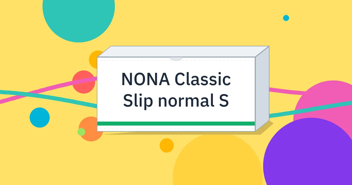 Symbolbild: Packung mit der Aufschrift NONA Classic Slip normal S (PZN 12538147) – Verfügbarkeit und Bezug in Apotheken in Frankfurt am Main