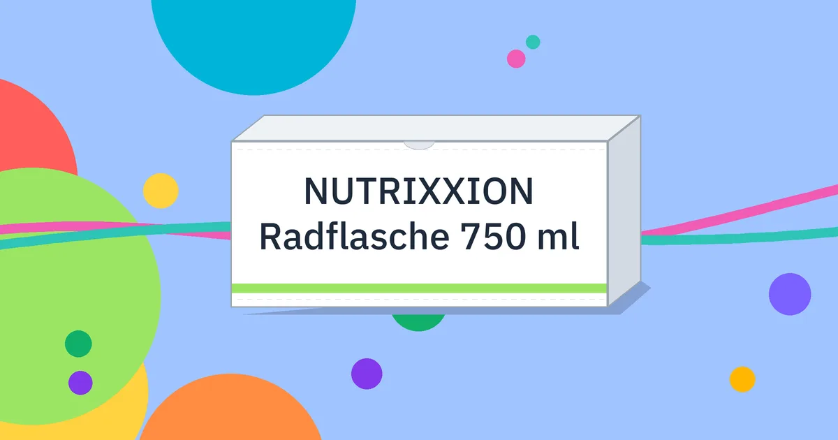 Symbolbild: Packung mit der Aufschrift NUTRIXXION Radflasche 750 ml (PZN 14213277) – Verfügbarkeit und Bezug in Apotheken in Frankfurt am Main