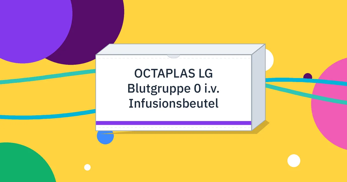 Symbolbild: Packung mit der Aufschrift OCTAPLAS LG Blutgruppe 0 i.v. Infusionsbeutel (PZN 09166452) – Verfügbarkeit und Bezug in Apotheken in Frankfurt am Main