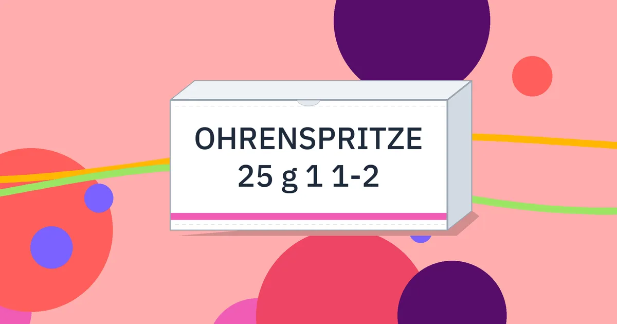 Symbolbild: Packung mit der Aufschrift OHRENSPRITZE 25 g 1 1-2 (PZN 03186525) – Verfügbarkeit und Bezug in Apotheken in Frankfurt am Main