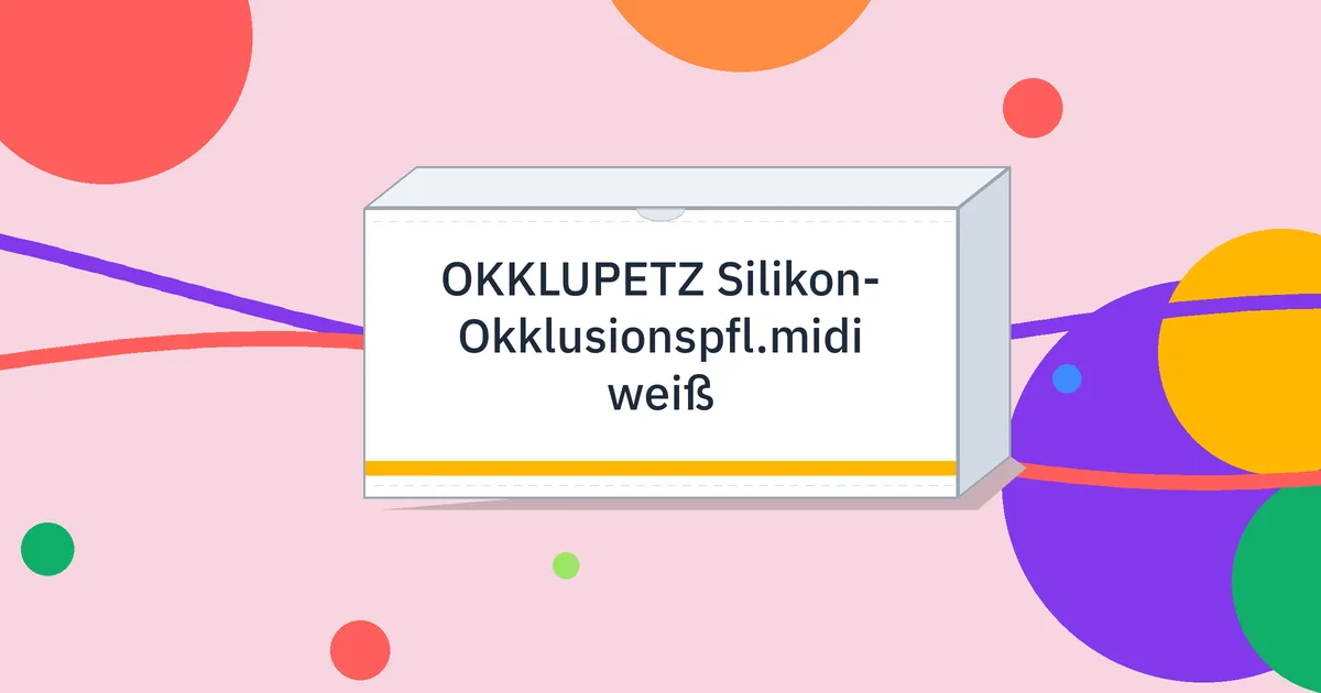 Symbolbild: Packung mit der Aufschrift OKKLUPETZ Silikon-Okklusionspfl.midi weiß (PZN 19227918) – Verfügbarkeit und Bezug in Apotheken in Frankfurt am Main