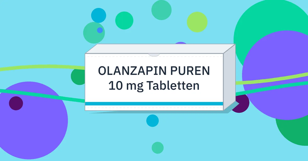 Symbolbild: Packung mit der Aufschrift OLANZAPIN PUREN 10 mg Tabletten (PZN 13423073) – Verfügbarkeit und Bezug in Apotheken in Frankfurt am Main