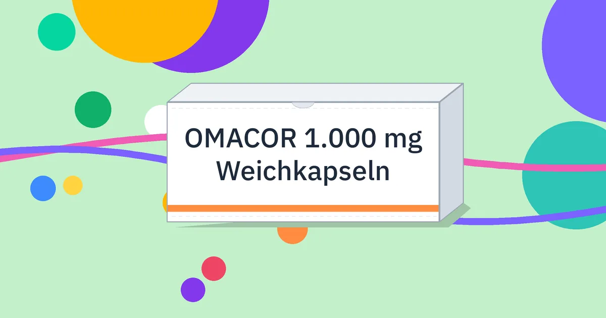 Symbolbild: Packung mit der Aufschrift OMACOR 1.000 mg Weichkapseln (PZN 15568278) – Verfügbarkeit und Bezug in Apotheken in Frankfurt am Main