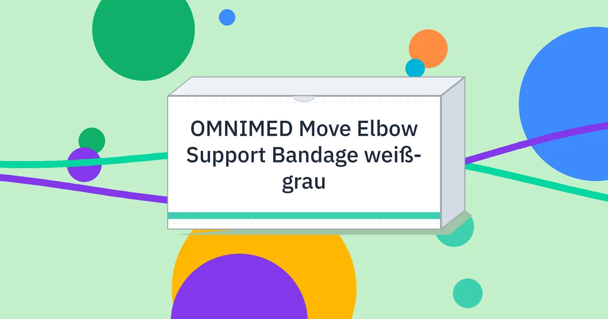 Symbolbild: Packung mit der Aufschrift OMNIMED Move Elbow Support Bandage weiß-grau (PZN 16357359) – Verfügbarkeit und Bezug in Apotheken in Frankfurt am Main