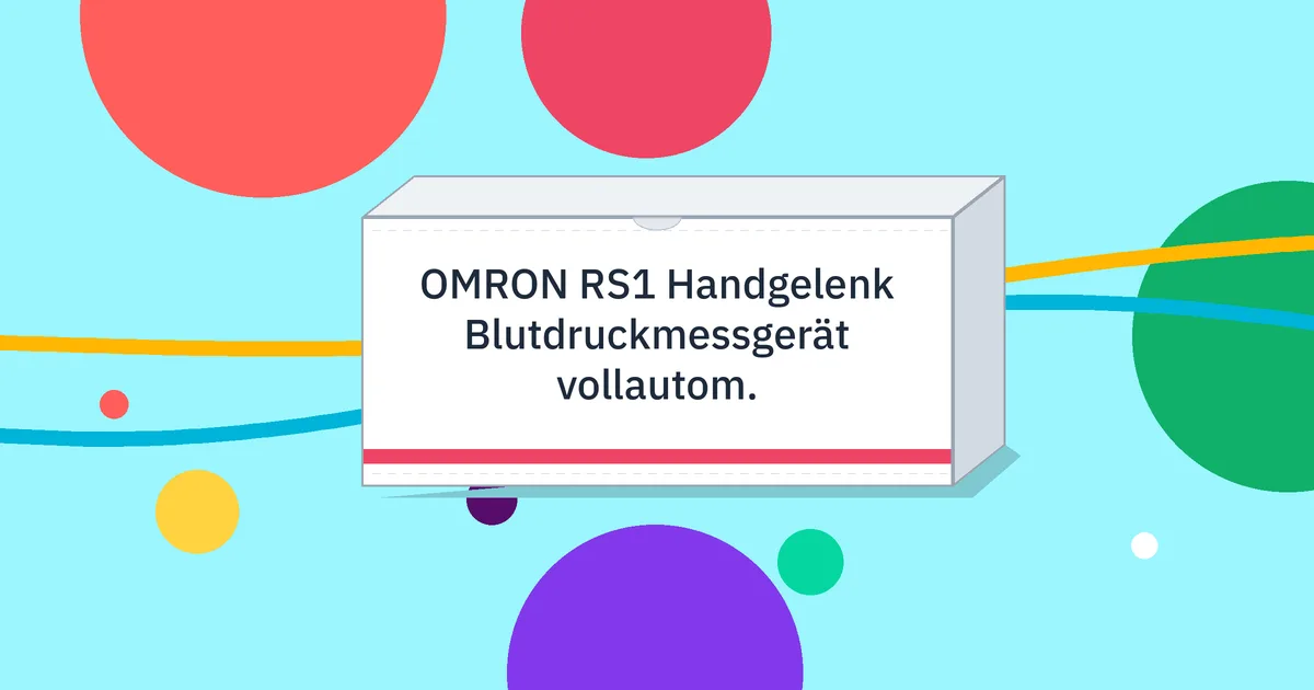 Symbolbild: Packung mit der Aufschrift OMRON RS1 Handgelenk Blutdruckmessgerät vollautom. (PZN 01475975) – Verfügbarkeit und Bezug in Apotheken in Frankfurt am Main