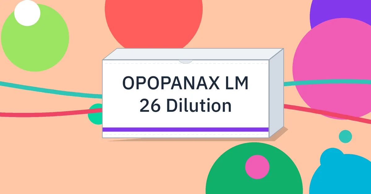 Symbolbild: Packung mit der Aufschrift OPOPANAX LM 26 Dilution (PZN 13627278) – Verfügbarkeit und Bezug in Apotheken in Frankfurt am Main
