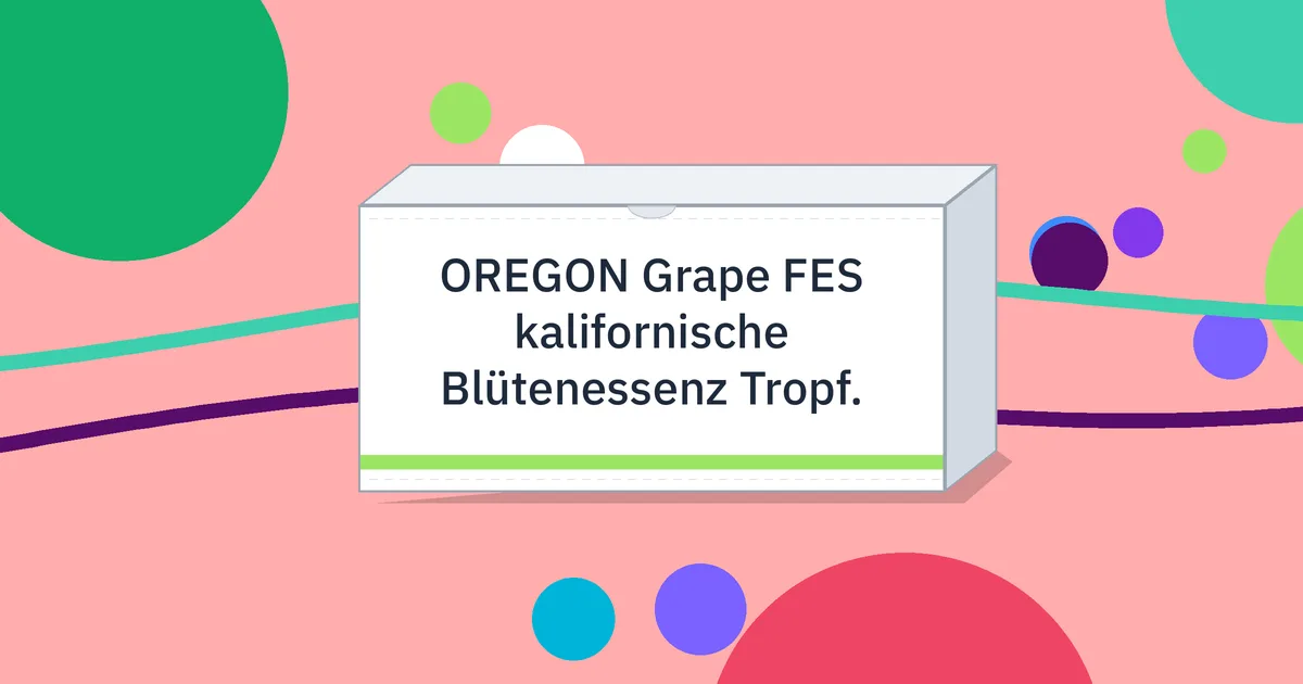 Symbolbild: Packung mit der Aufschrift OREGON Grape FES kalifornische Blütenessenz Tropf. (PZN 09172576) – Verfügbarkeit und Bezug in Apotheken in Frankfurt am Main