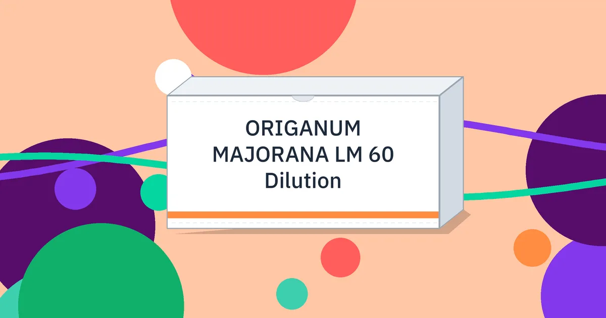 Symbolbild: Packung mit der Aufschrift ORIGANUM MAJORANA LM 60 Dilution (PZN 12972843) – Verfügbarkeit und Bezug in Apotheken in Frankfurt am Main