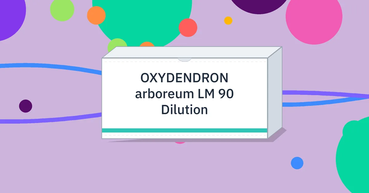 Symbolbild: Packung mit der Aufschrift OXYDENDRON arboreum LM 90 Dilution (PZN 13629685) – Verfügbarkeit und Bezug in Apotheken in Frankfurt am Main