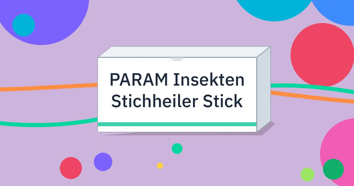 Symbolbild: Packung mit der Aufschrift PARAM Insekten Stichheiler Stick (PZN 19341146) – Verfügbarkeit und Bezug in Apotheken in Frankfurt am Main