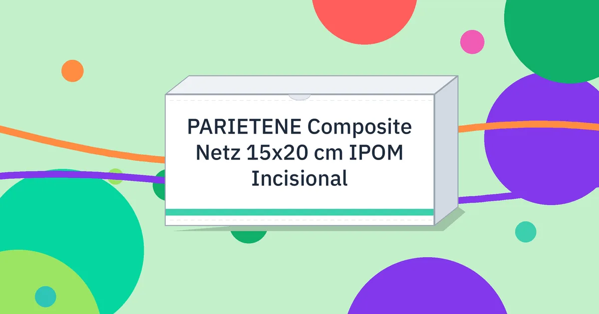 Symbolbild: Packung mit der Aufschrift PARIETENE Composite Netz 15x20 cm IPOM Incisional (PZN 00466336) – Verfügbarkeit und Bezug in Apotheken in Frankfurt am Main